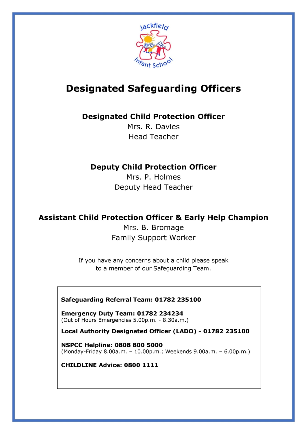 Safeguarding - Jackfield Infants
